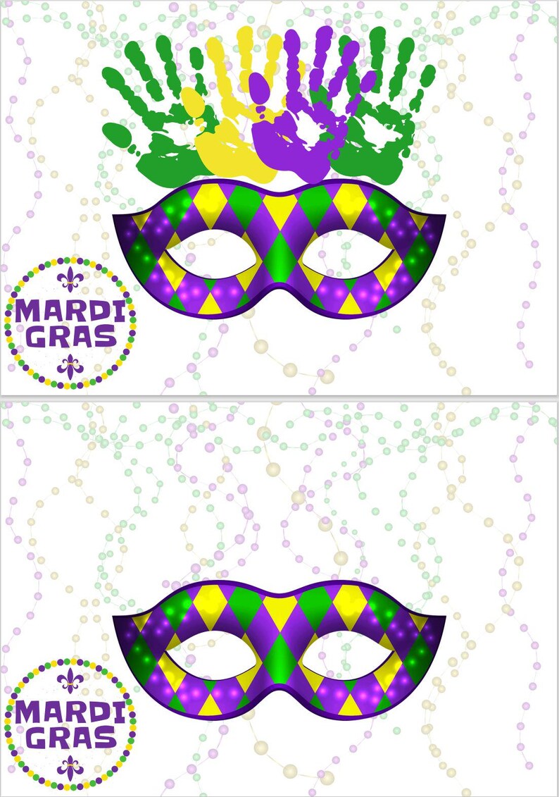 Mardi Gras Handprint Art Bundle: Kids DIY Craft (digital Download) - Etsy