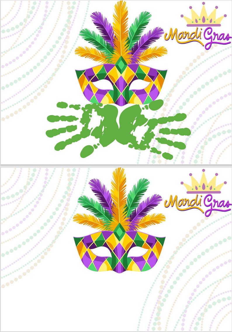 Mardi Gras Handprint Art Bundle: Kids DIY Craft (digital Download) - Etsy