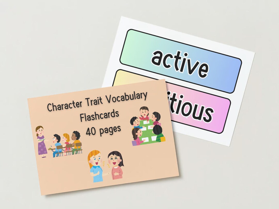 Character Trait Vocabulary Flashcards 40 Pages - Etsy