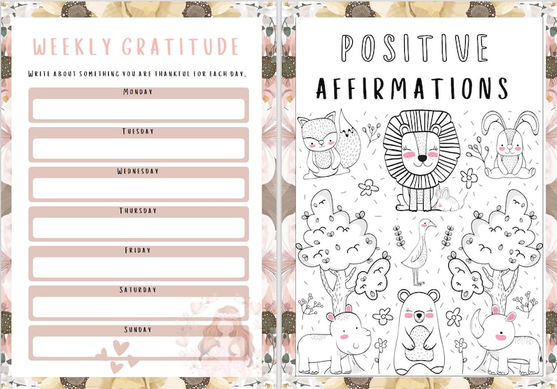 Printable Gratitude Worksheets for Kids, Gratitude Journal, Positive ...