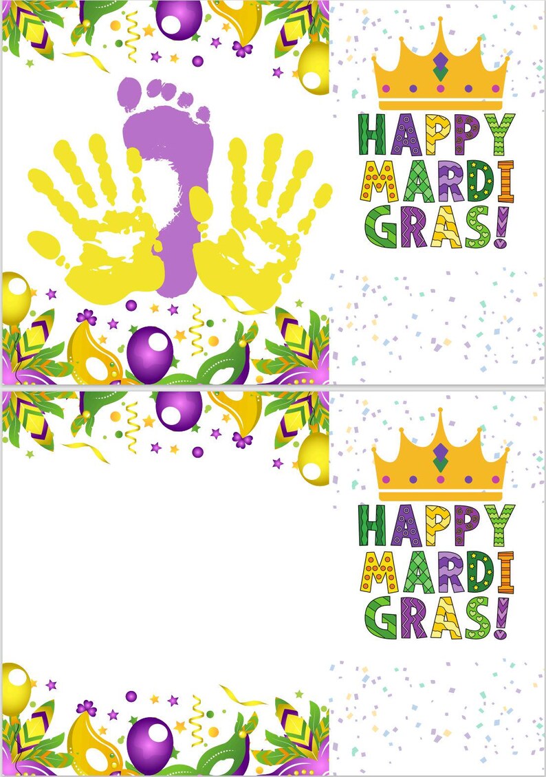 Mardi Gras Handprint Art Bundle: Kids DIY Craft (digital Download) - Etsy