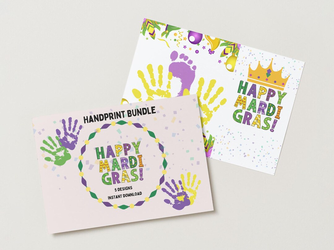 Mardi Gras Handprint Art Bundle: Kids DIY Craft (digital Download) - Etsy
