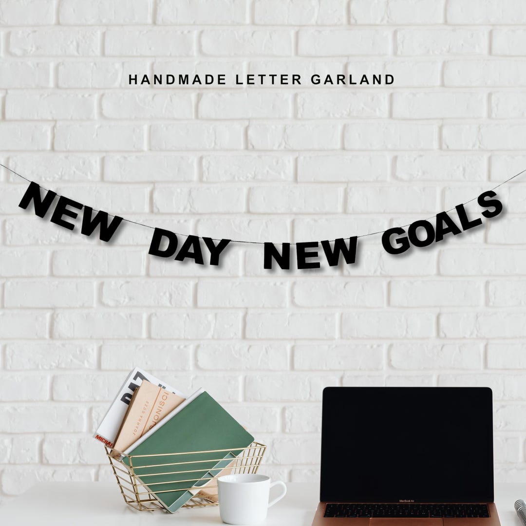 Motivational Wall Banner: Minimalist Black Letter Garland for Office ...