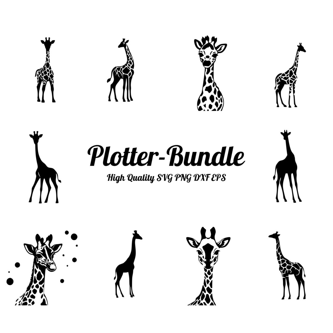 Giraffe Plotter File Svg Png Dxf Eps Engraving File for DIY Projects, Animal Silhouette & Safari ...
