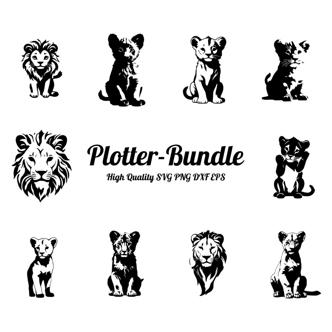 Lion Plotter File Engraving File Svg, Png, Dxf, Eps – Lion Cub & Lion ...