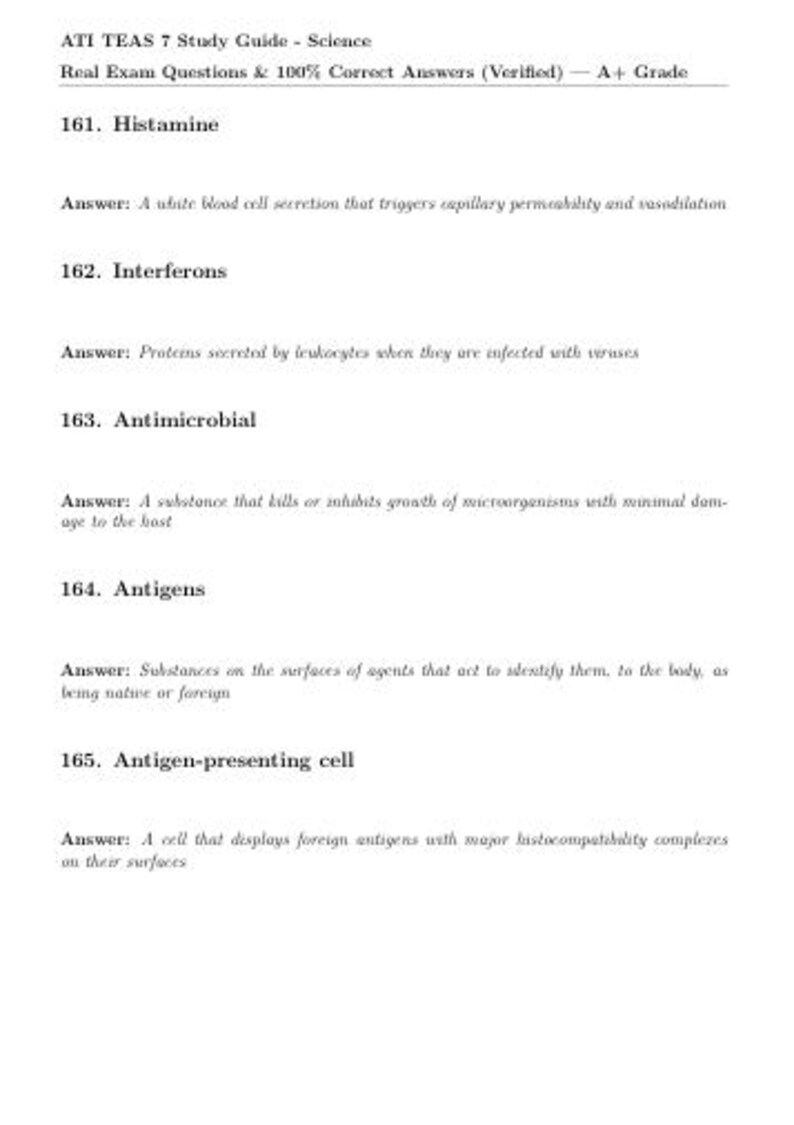 ATI TEAS 7 Science Study Guide: 320 Questions (PDF Download) - Etsy
