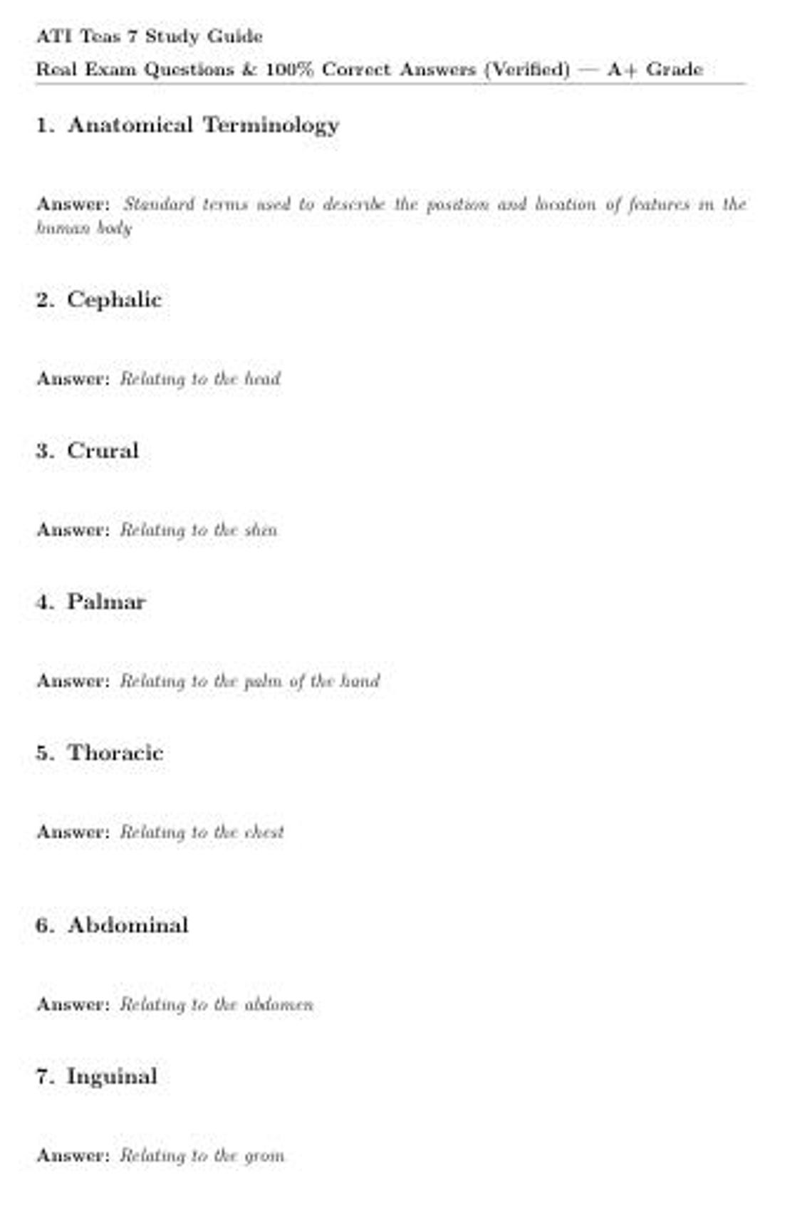 ATI Teas 7 Study Guide: 278 Updated Questions & Verified Answers (PDF ...
