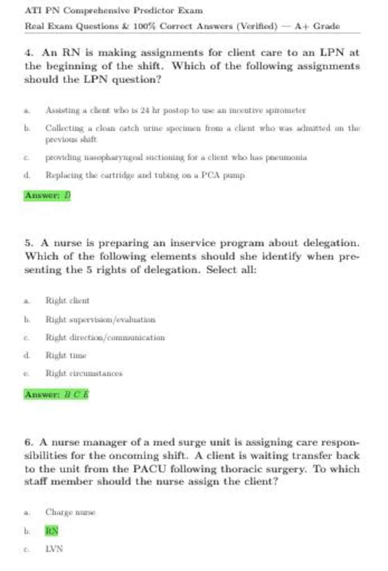 ATI PN Comprehensive Predictor Exam– 200 Questions With Correct and ...
