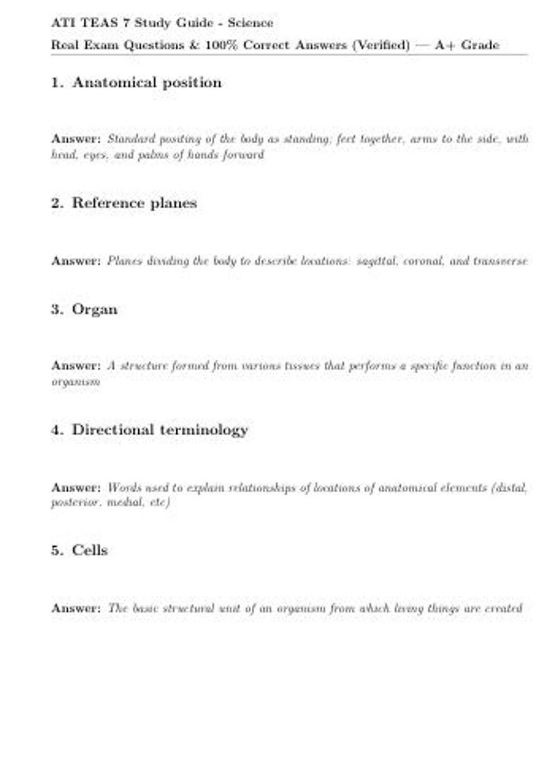 ATI TEAS 7 Science Study Guide: 320 Questions (PDF Download) - Etsy