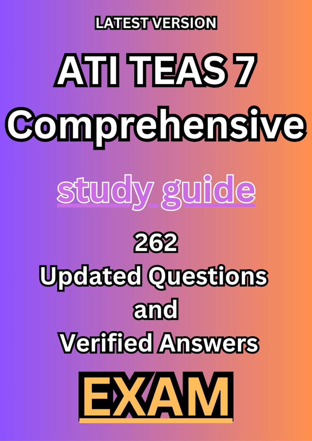 ATI TEAS 7 Study Guide: 262 Updated Questions (digital Download) - Etsy