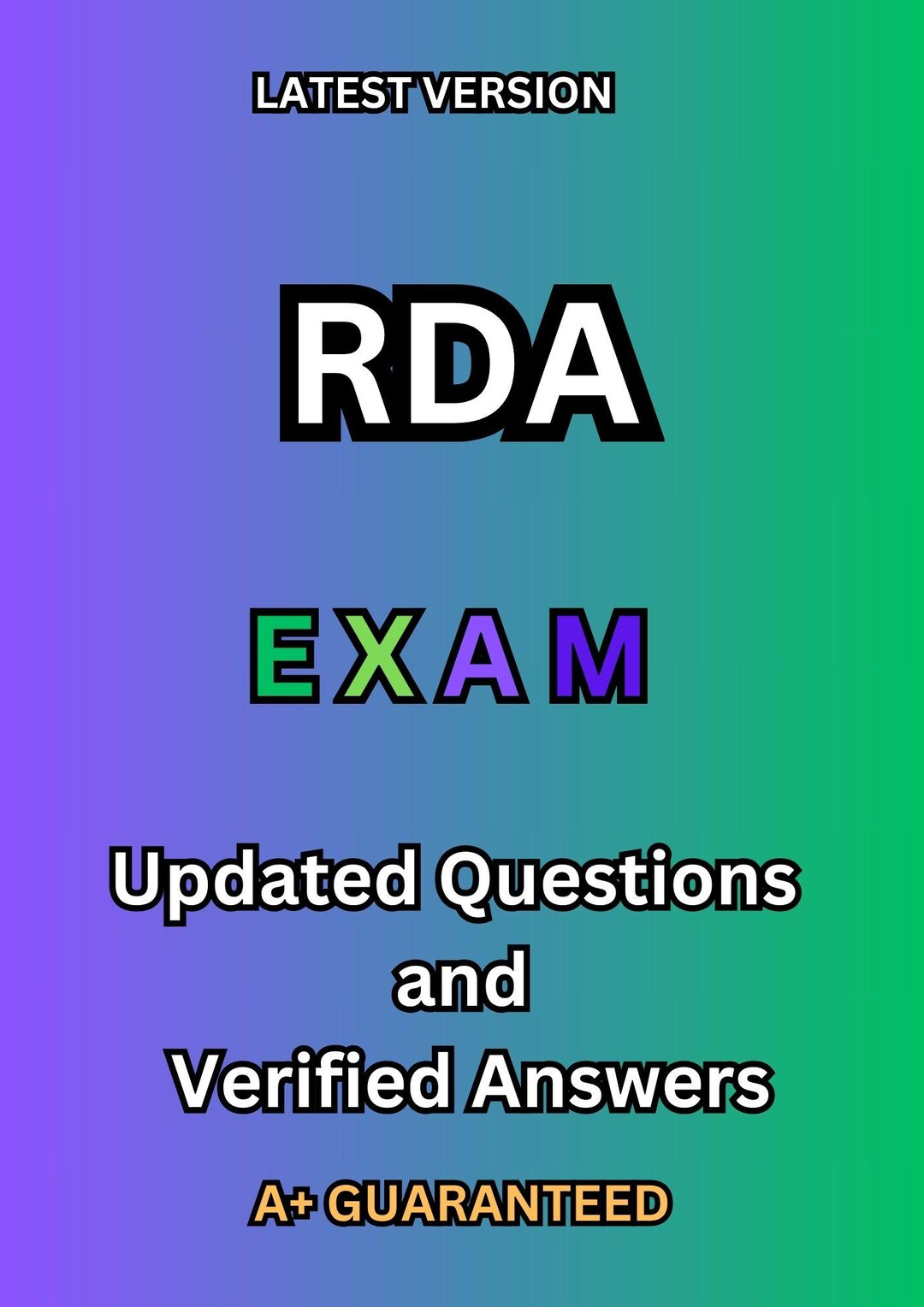 RDA Exam 2024/2025: Updated Questions & Verified Answers (digital ...