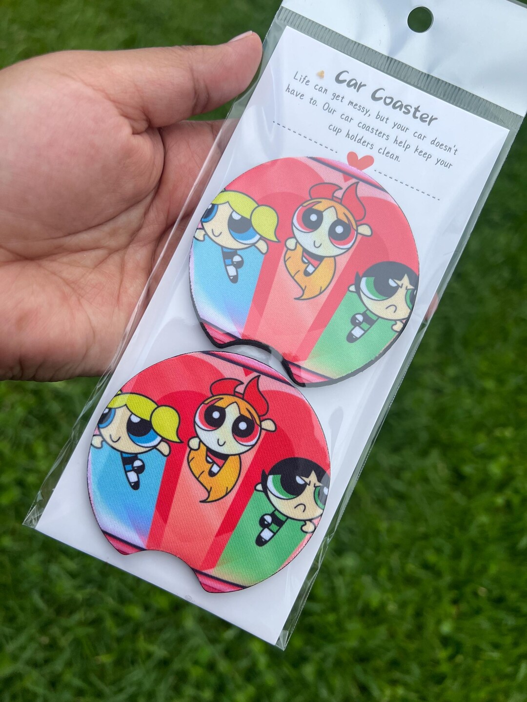 Powerpuff Girls Car Coasters: Girly Car Accessories - 2-piece Set - Etsy