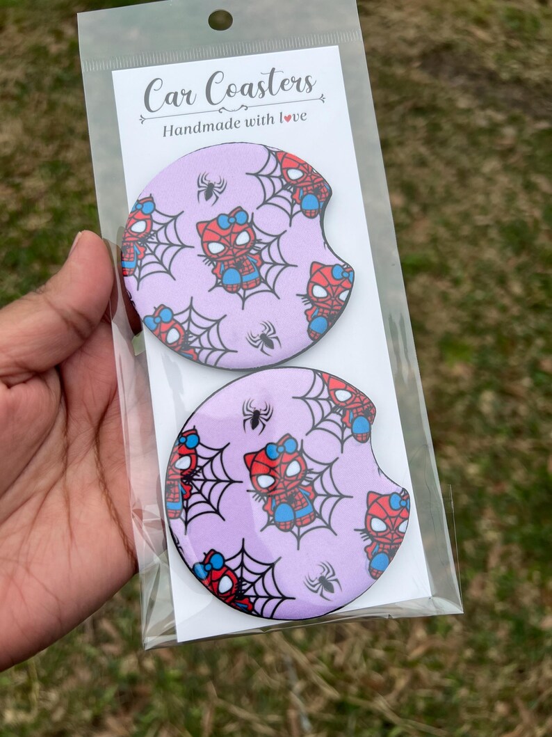 Cat and Spider Car Coasters | Girly Car Accesories - Etsy