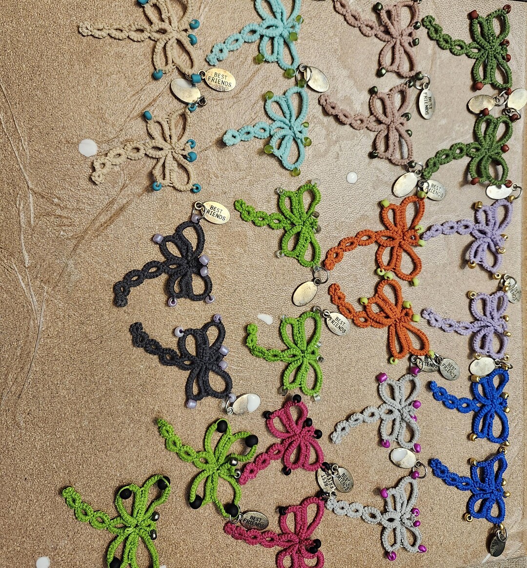 Set of 2 Tatted Lace Dragonfly Friendship Keychains - Etsy