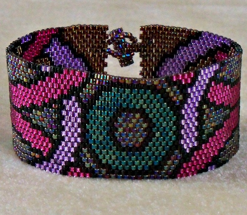 Geometric Jewel Tone Bracelet Peyote Pattern - Etsy