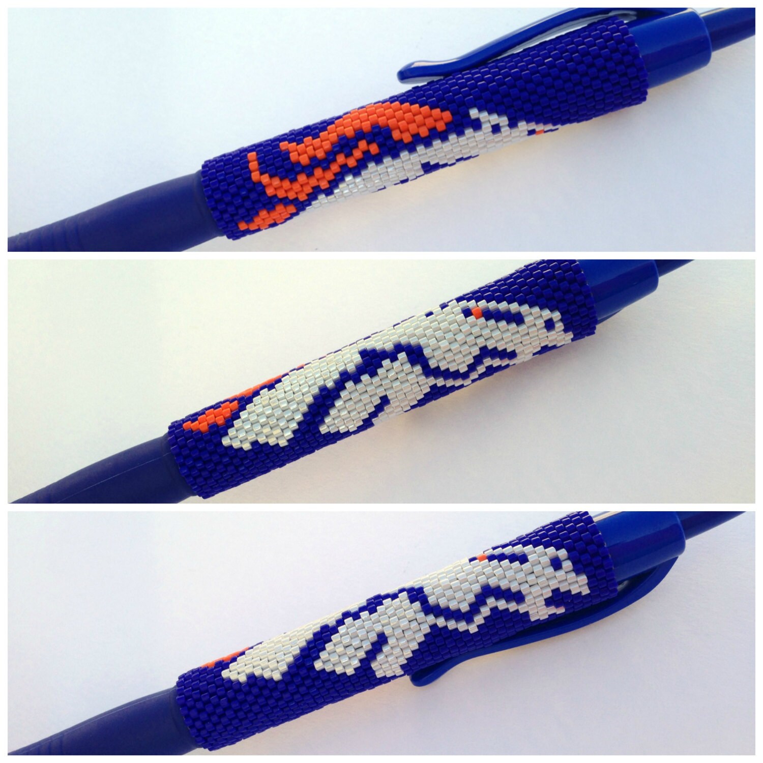 Pen Cover Pattern - Horse - Orange/blue/white - Peyote Pattern - Etsy