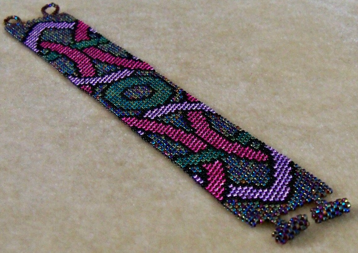 Geometric Jewel Tone Bracelet Peyote Pattern - Etsy