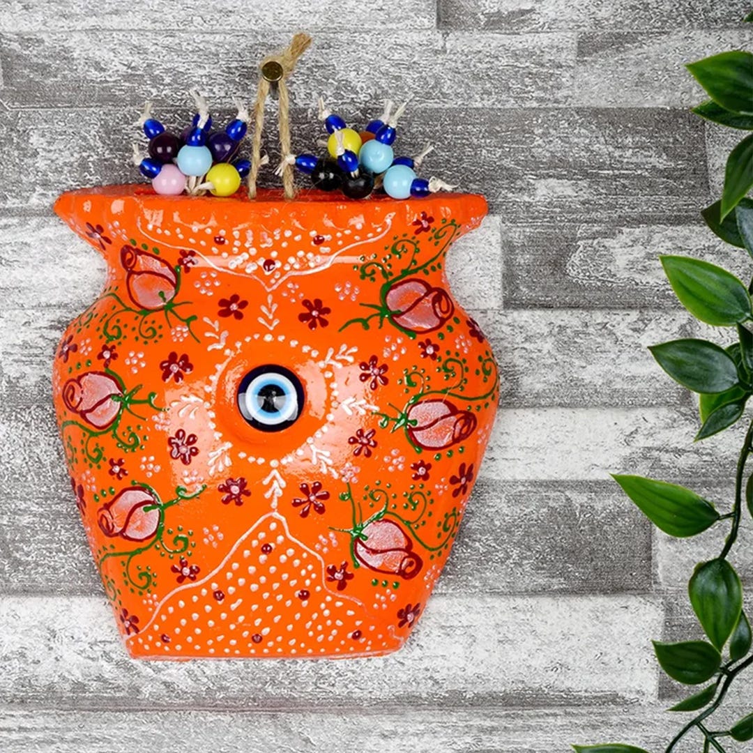 Ceramic Pot Wall Art, Handmade Colorful Ceramic Half Wall Planter, Wall ...