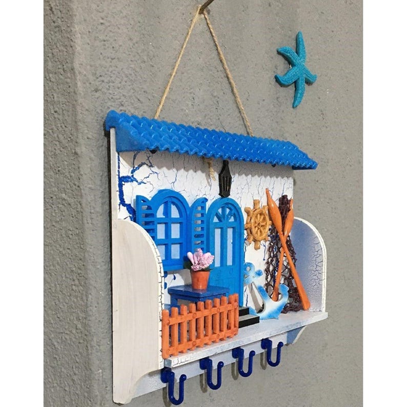 Decorative House Keychain, Handmade Wall Hanging Keychain, Entryway ...