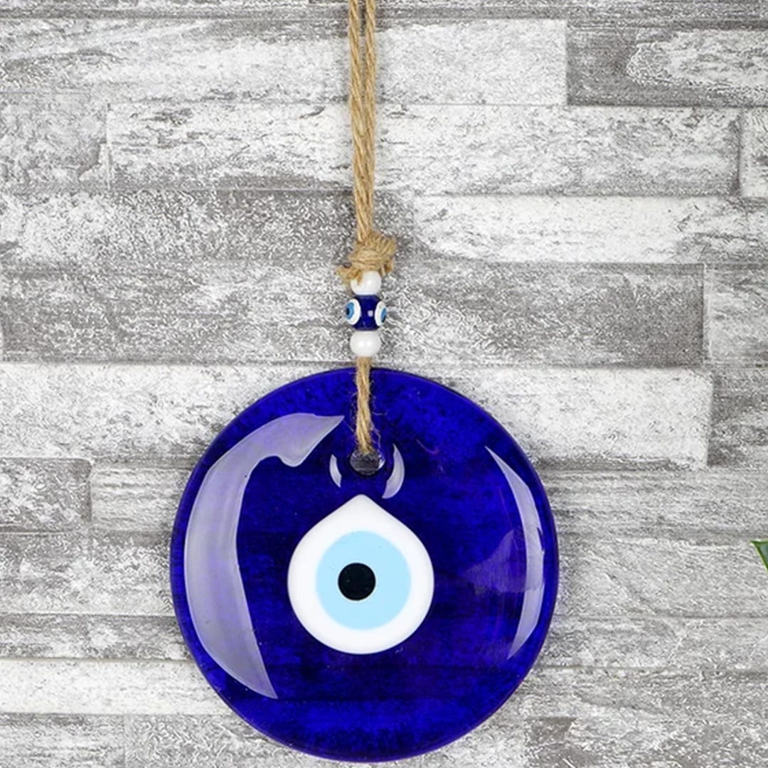 Decorative Large Glass Evil Eye Bead, Blue Evil Eye Bead, Protective ...