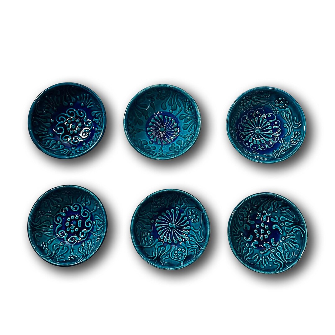 6-piece Ceramic Bowls, Meze Serving Bowl Set Ceramic, Turquoise Ceramic ...