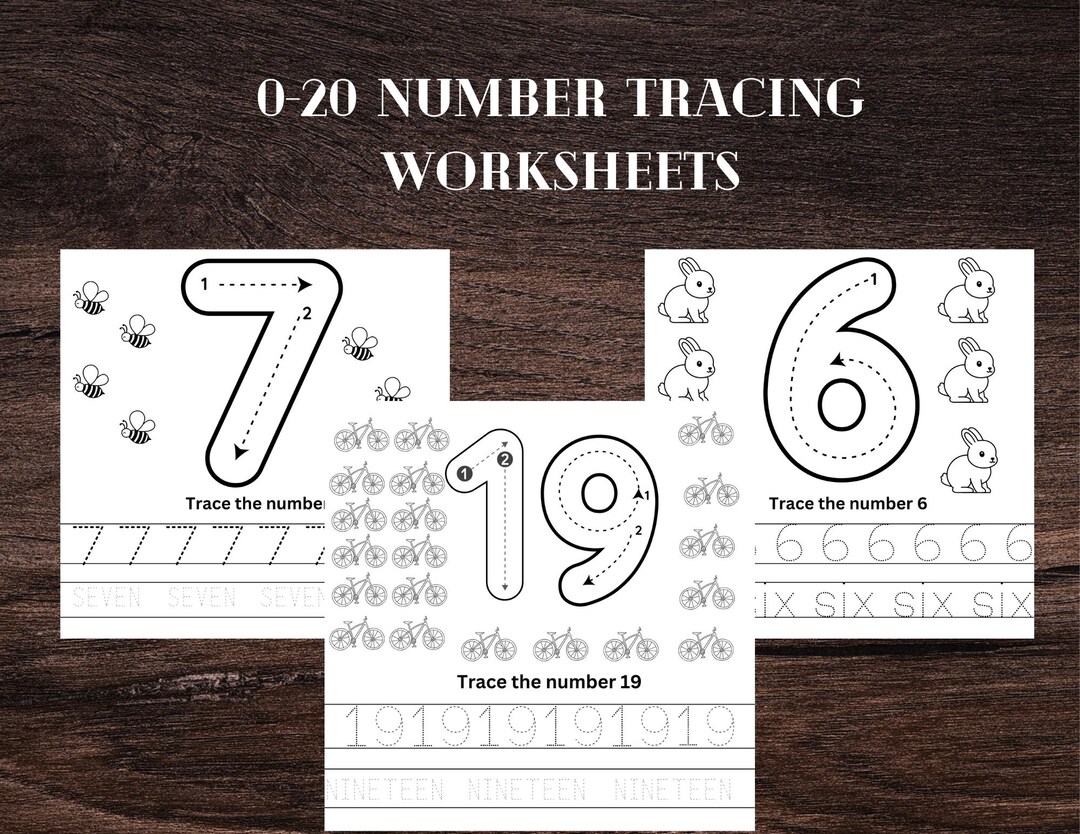 20 Number Tracing Worksheets, Traceable Numbers, Preschool Worksheets ...