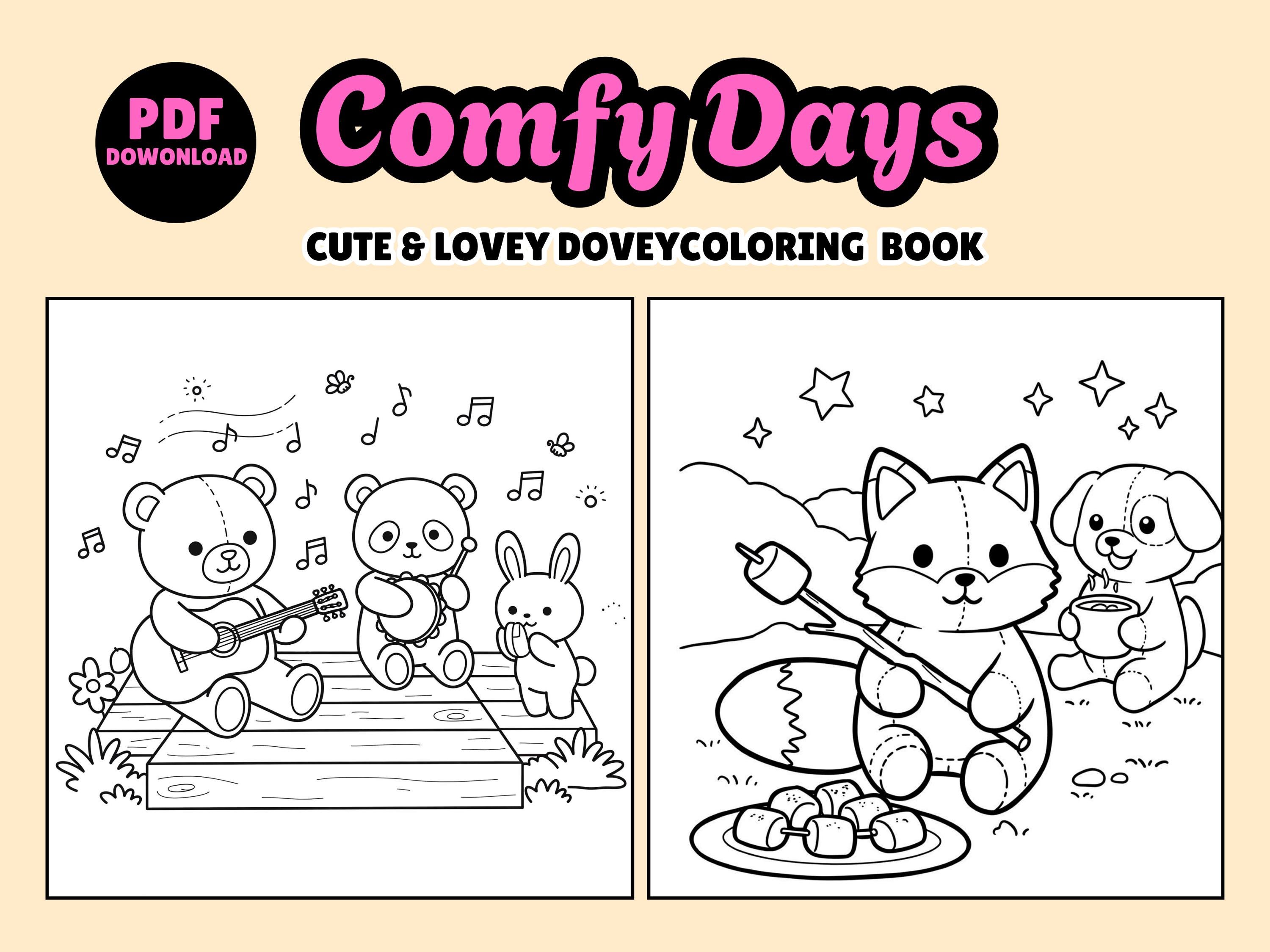 Cozy Days Coloring Pages: Super Cute Teddy Characters in Relaxing ...