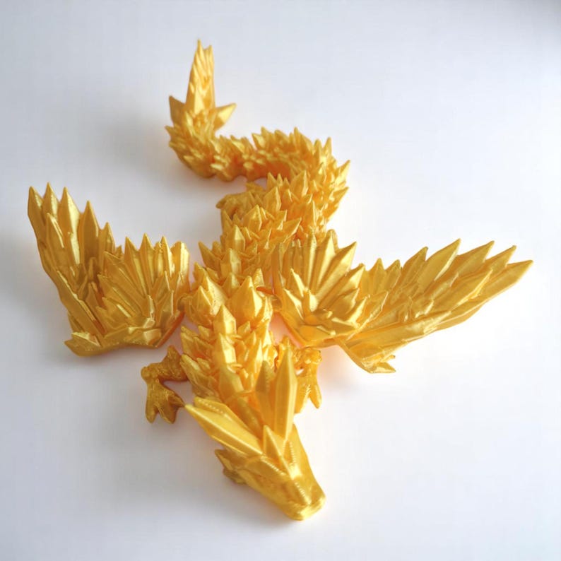 Large 3D Printed Crystal Dragon With Wings, Flexible Articulate Design ...