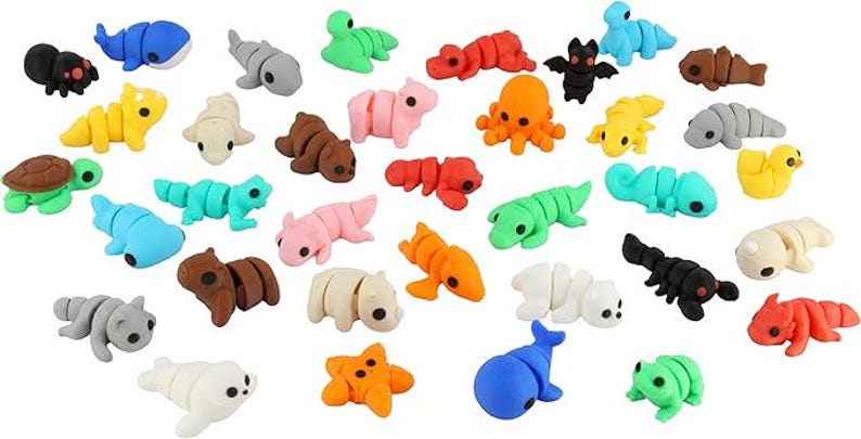 35 Pcs 3D Printed Animals Set, 2 Inches Mini 3D Printed Animals, Pocket ...