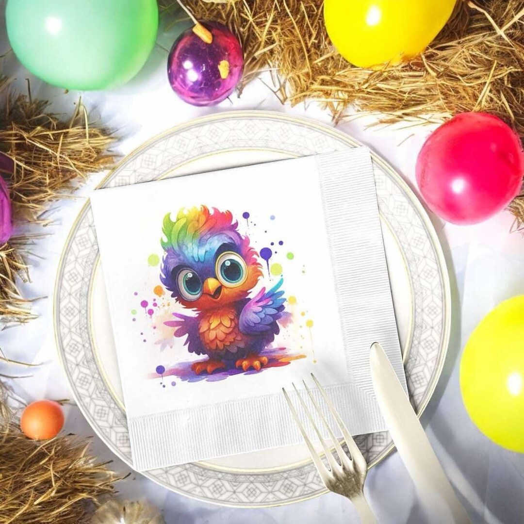 Rainbow Chicken Napkins 50 Count Cute Colorful Bird. Table Napkins for ...