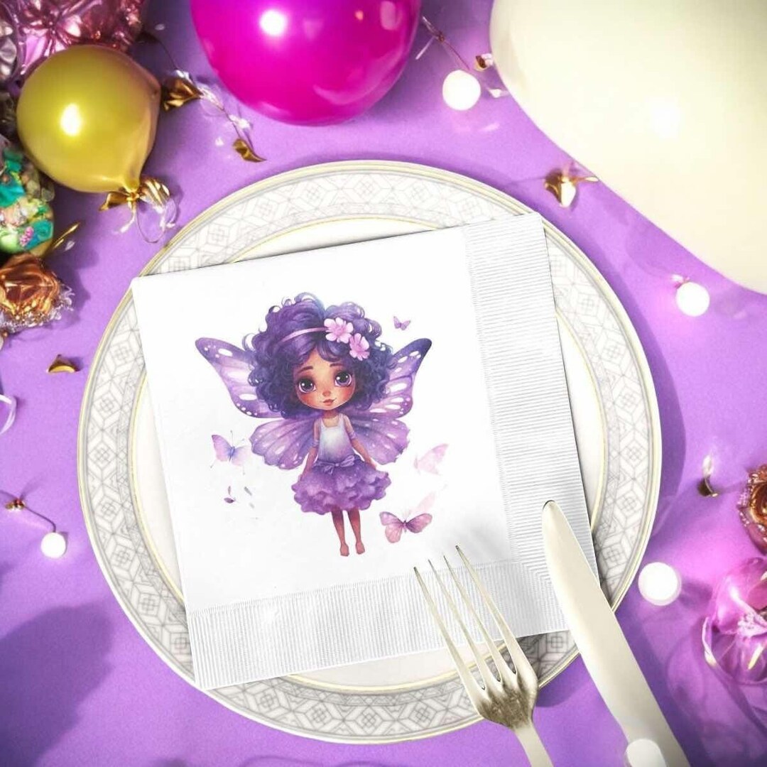 Purple Fairy Napkins 50 Count Cute Colorful Fairy. Table Napkins for ...