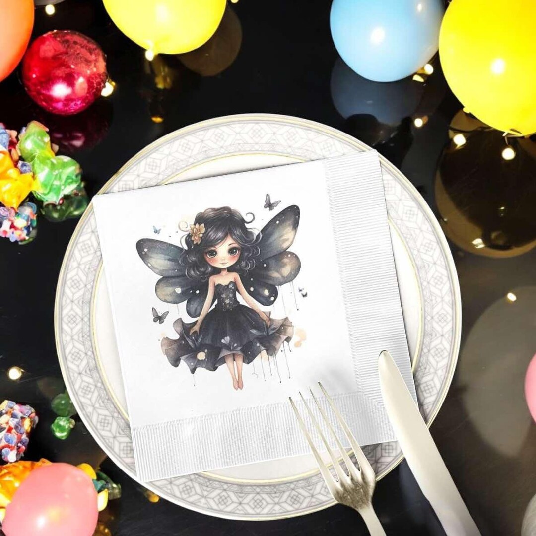 Black Fairy Napkins 50 Count Cute Colorful Fairy. Table Napkins for ...