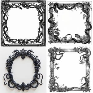 24 Snake Frame Clipart, Black and White Snake Border, Vector Snake ...