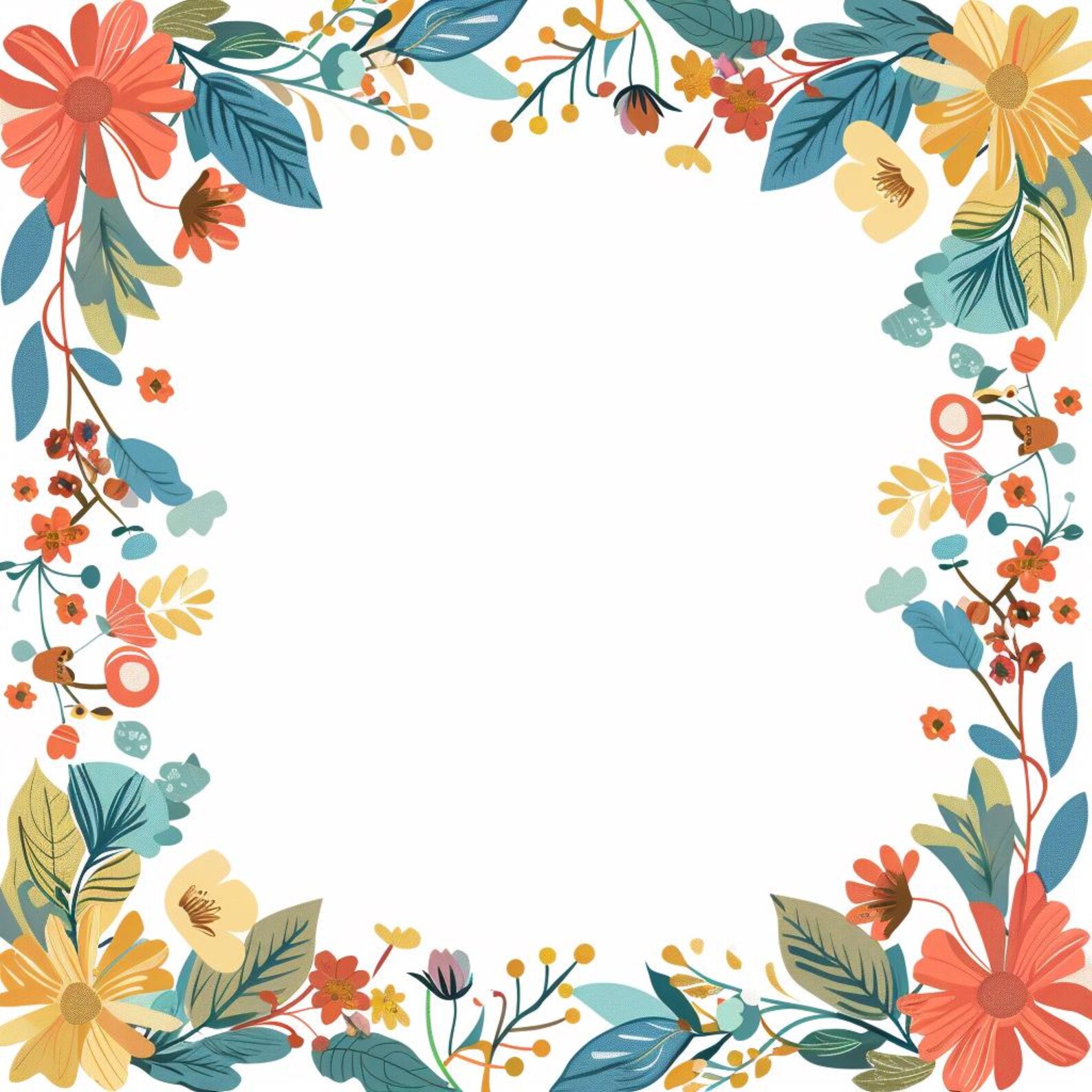 24 Floral Border Clipart, Colorful Flower Frame, Botanical Border ...