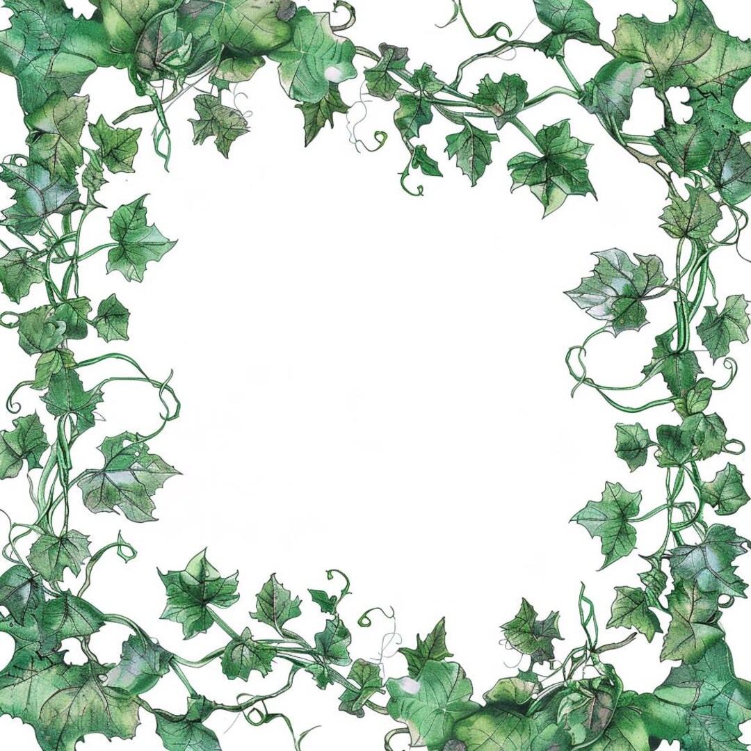 24 Vintage Green Leaf Border Clipart, Intricate Vine Frame Art ...