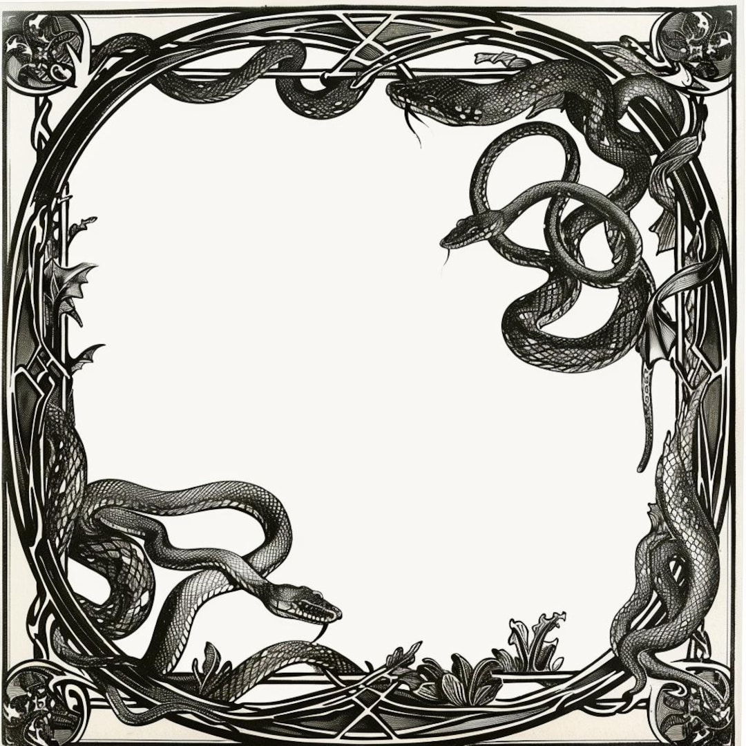 24 Snake Frame Clipart, Black and White Snake Border, Vector Snake ...