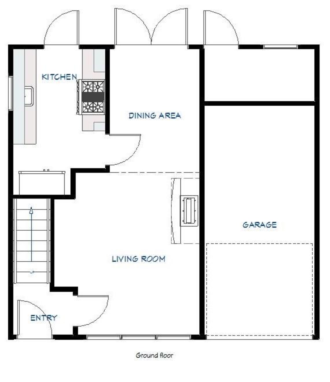 Basic Floorplan (1 Level, No Furniture), Wall Layout, Room Labels ...