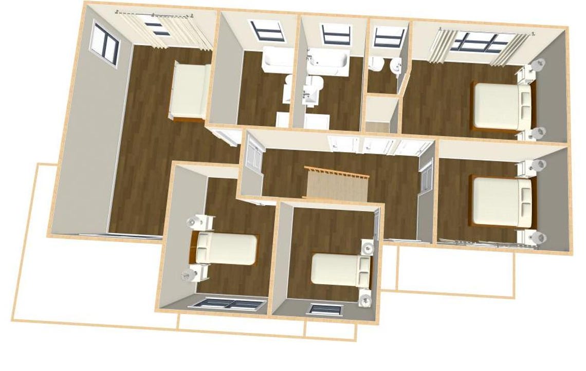Standard Floorplan (1–2 Levels, With Basic Furniture Layout, Room Names ...