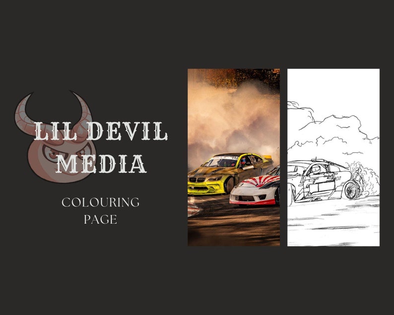 Drift Car Colouring Page Printable Racing Car Art for Kids and Adults ...