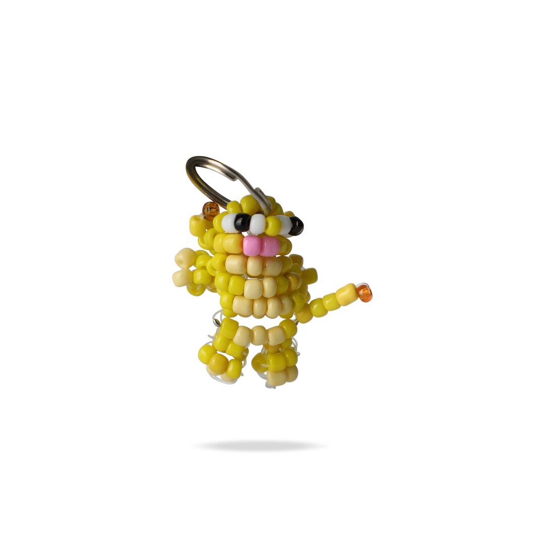 Handmade Lion Cartoon Beaded Keychain – Cute Beaded Gift - Beaded Key ...