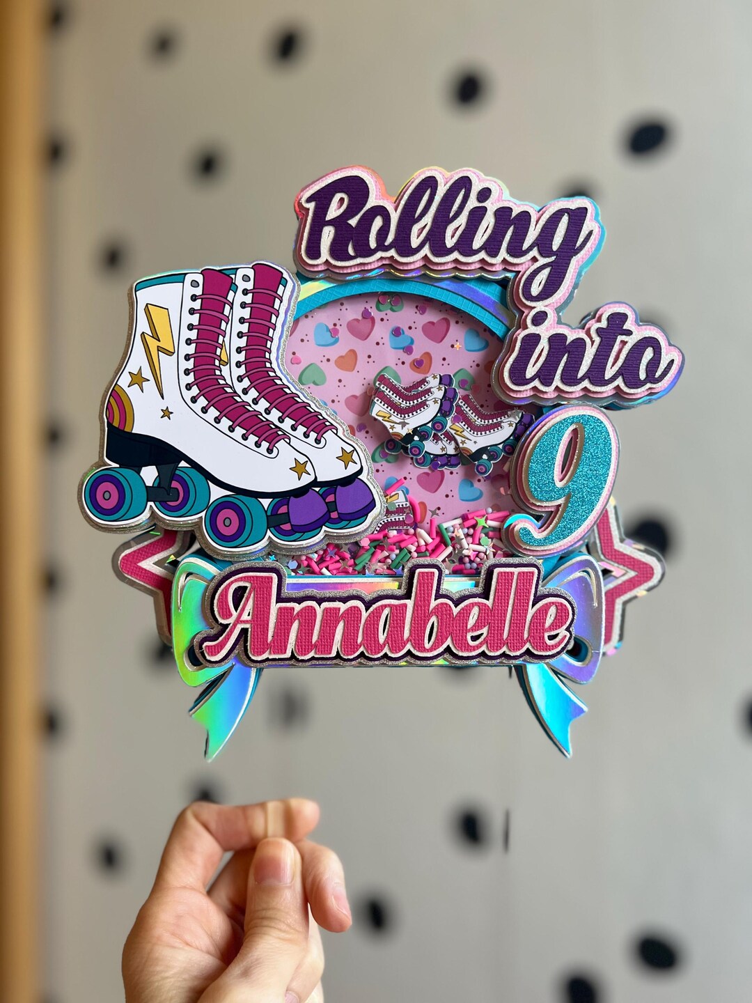 3D Roller Skate Shaker Cake Topper, Rolling Into Neon Party, 80's 90's ...