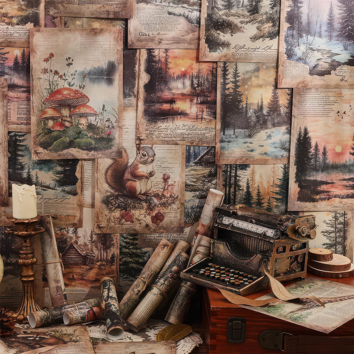 Vintage Natural Scenery Scrapbook Paper: 160 Sheets DIY Material - Etsy