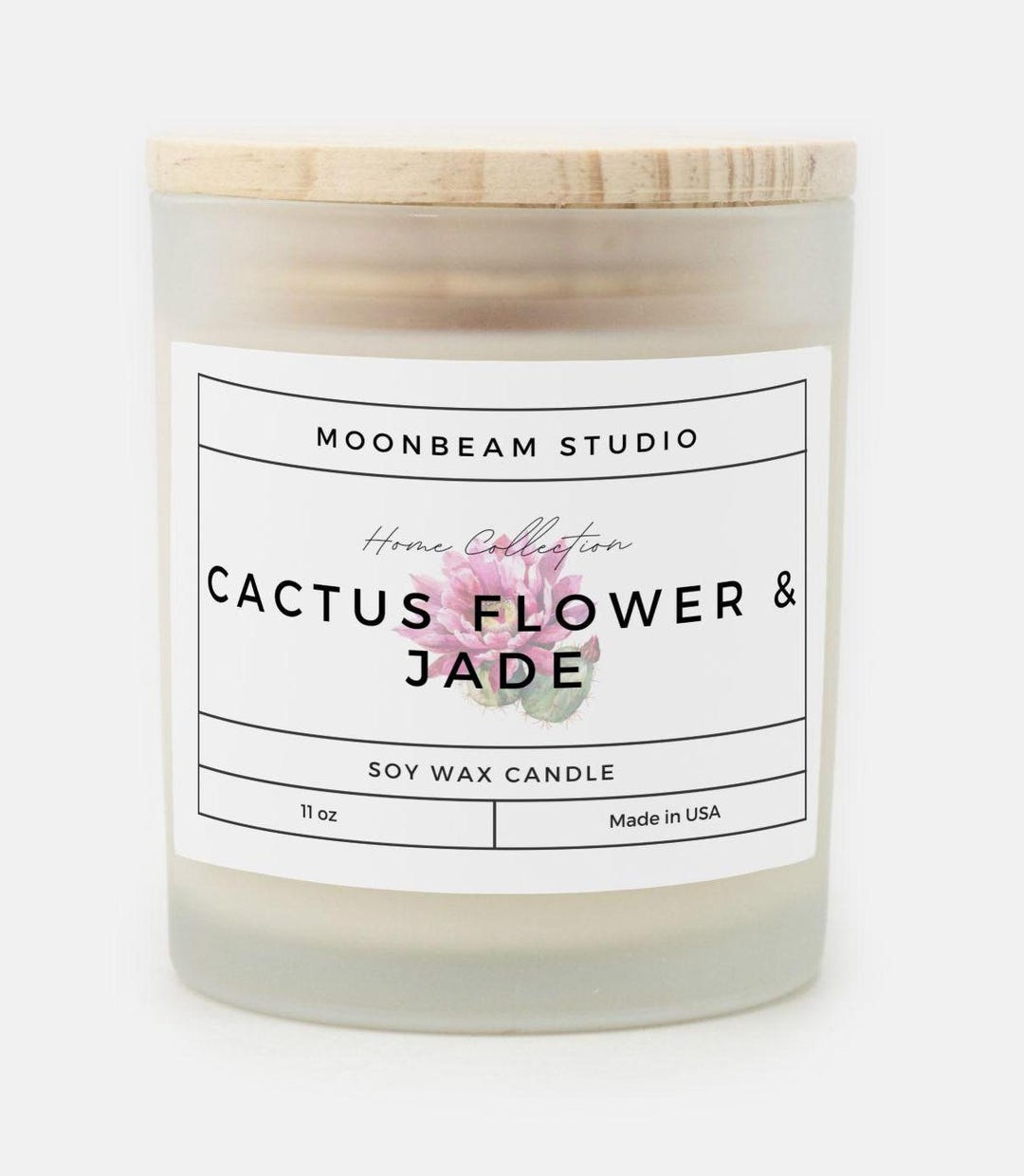 Cactus Flower & Jade Candle Frosted Glass hand Poured 11 Oz - Etsy