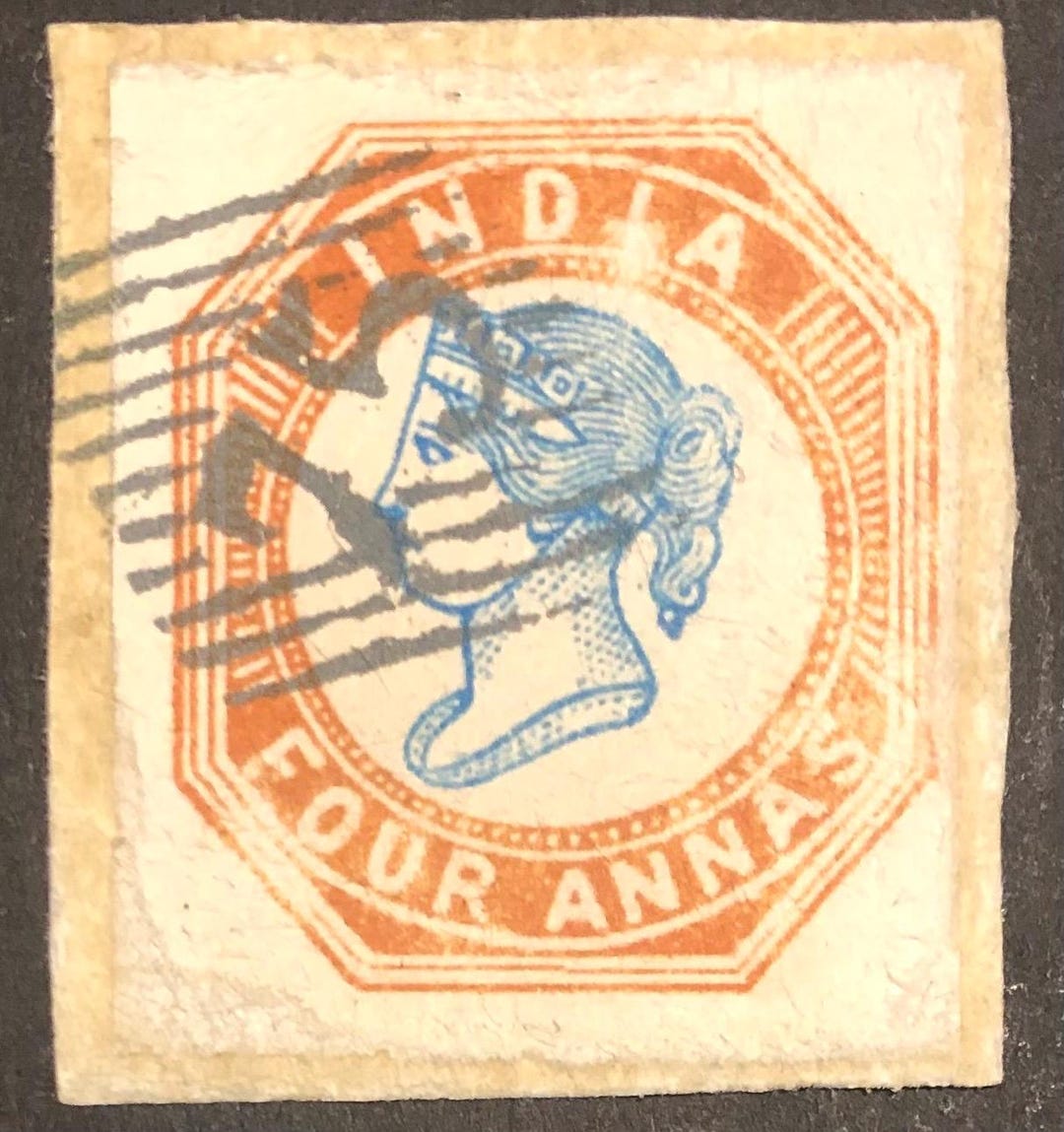 1854 India Stamp, Red Blue Four Anna 4a Sg/17 on Piece of Letter - Etsy