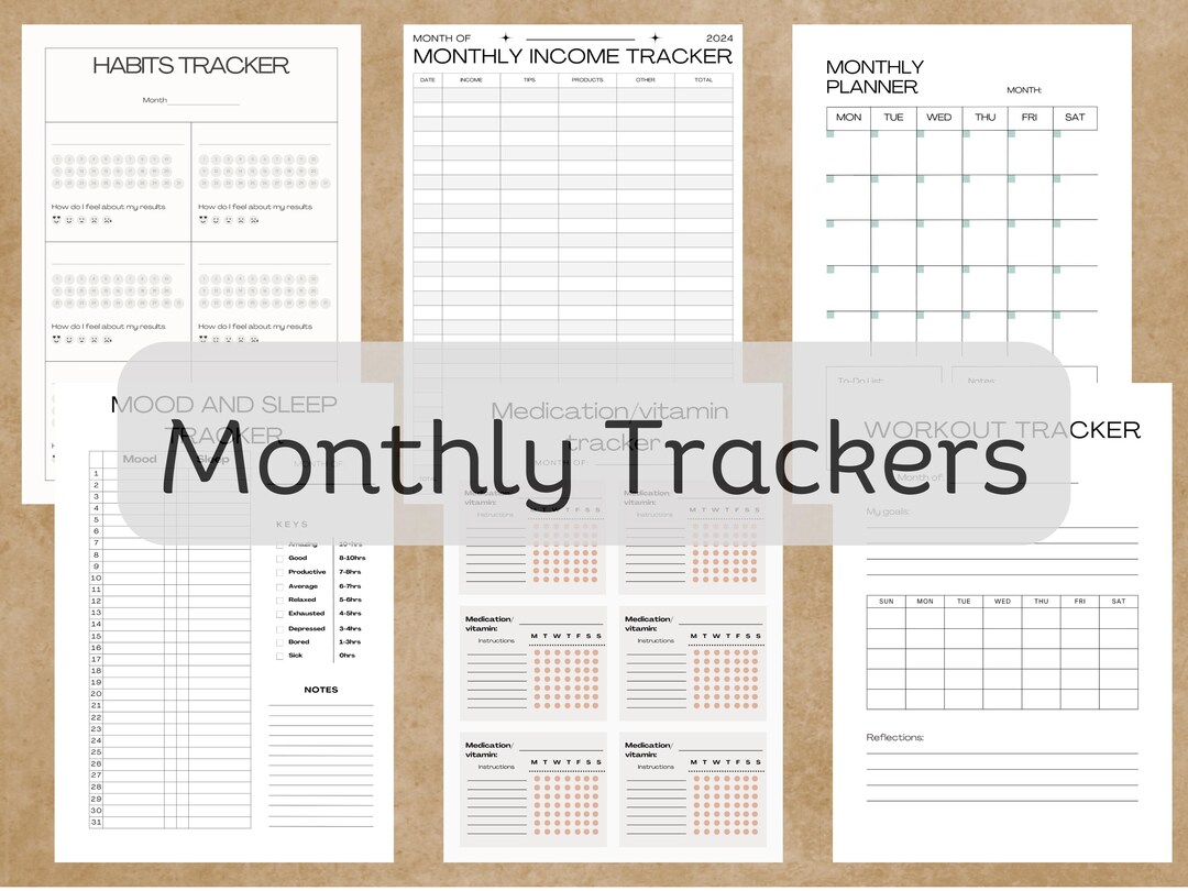 Minimalistic Monthly Tracking Sheets Multi Use Print or Digital - Etsy