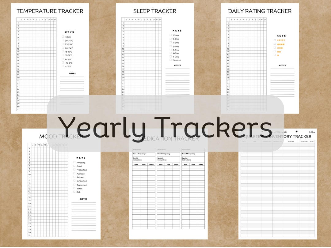 Minimalistic Yearly Tracking Sheets - Multi Use - Print or Digital - Etsy