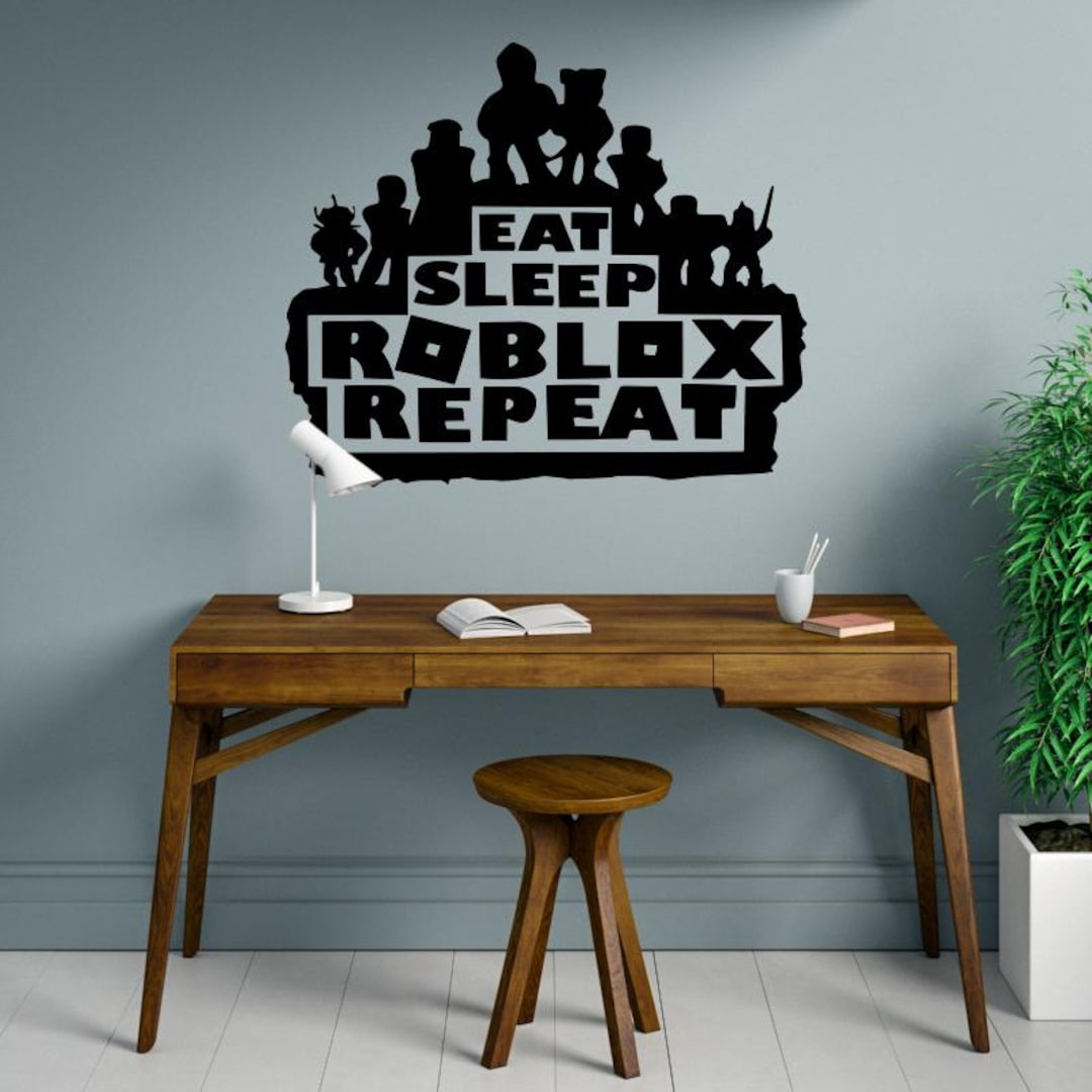 Roblox | Eat Sleep ROBLOX Repeat Vinyl Stickers in Matt Black Wall Art ...