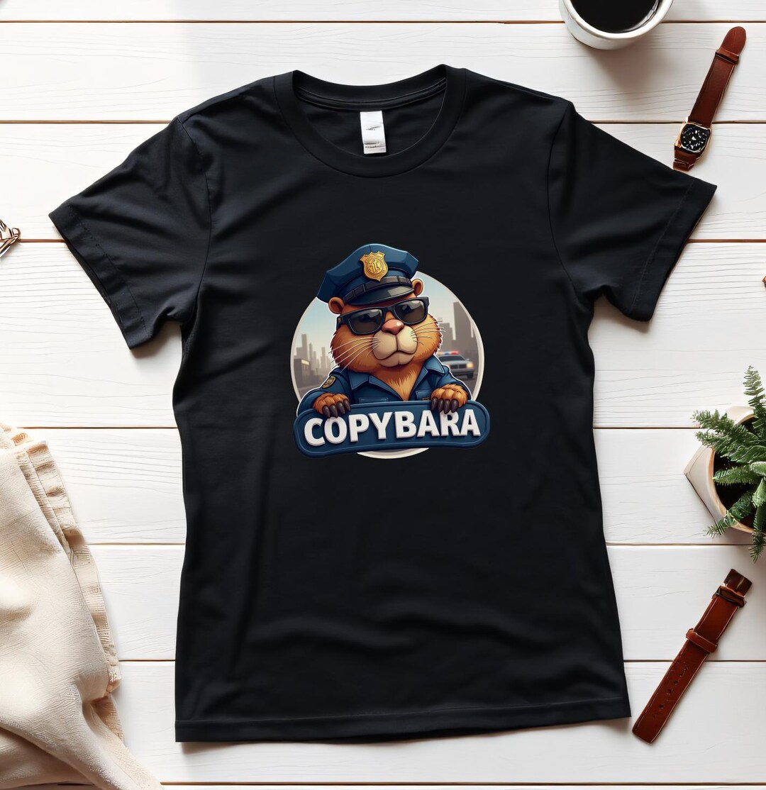 Copybara Police Officer T-shirt Design | 3D Capybara With Sunglasses ...
