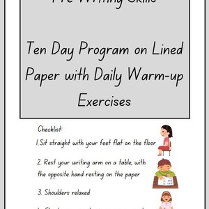 Pre-writing Skills Ten Day Program on Lined Paper With Daily Warm-up ...