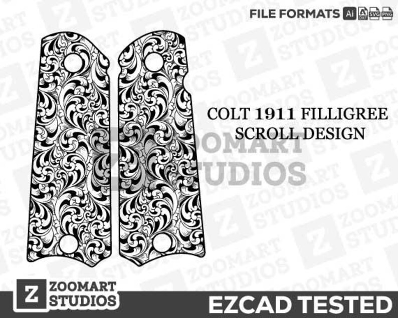 1911 Colt Scroll Design Svg,lasercut,laserengraving,engravingfiles ...